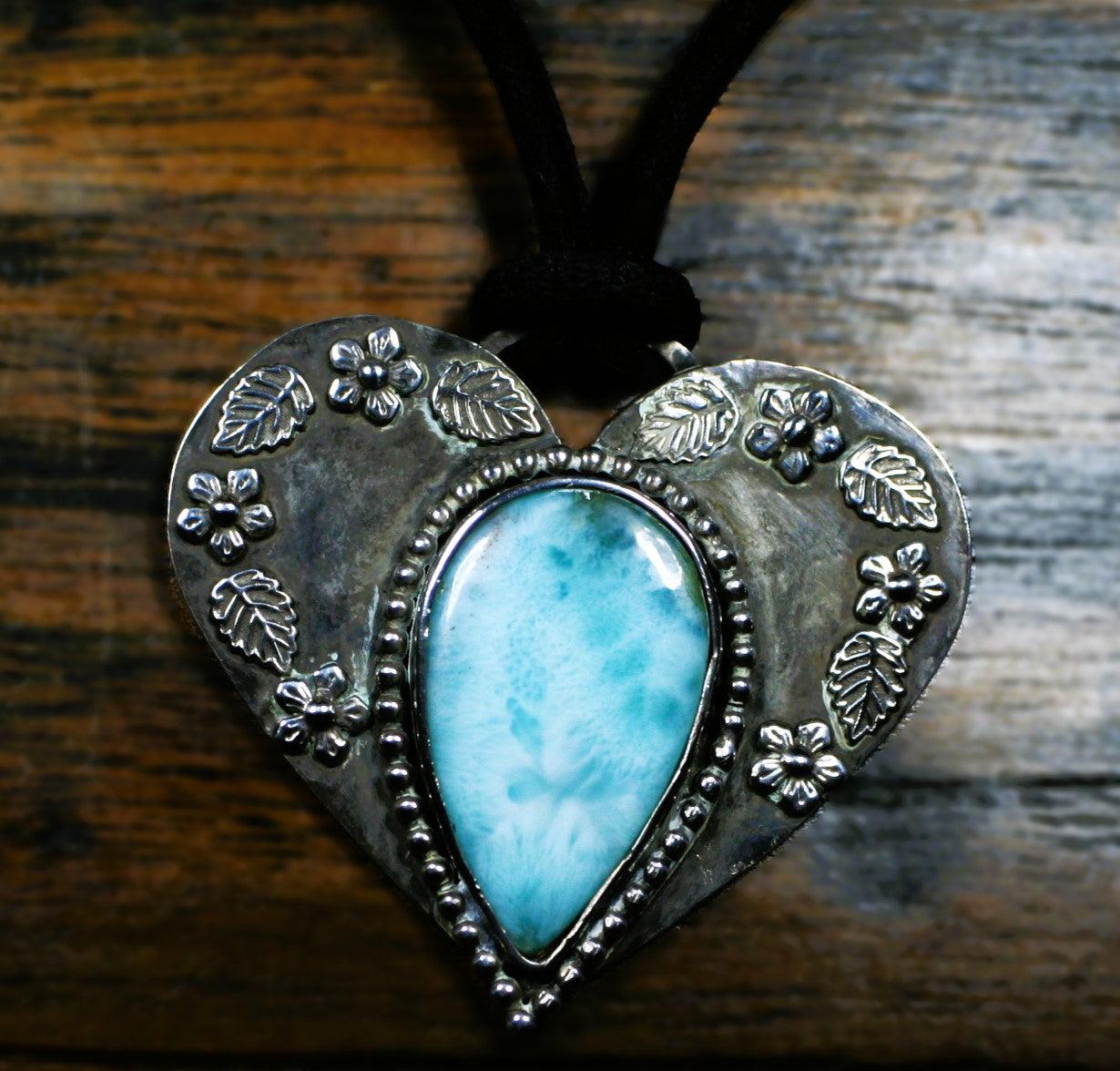Larimar Wild Heart Necklaces - Boho Sterling Silver - Ellis Cole ...